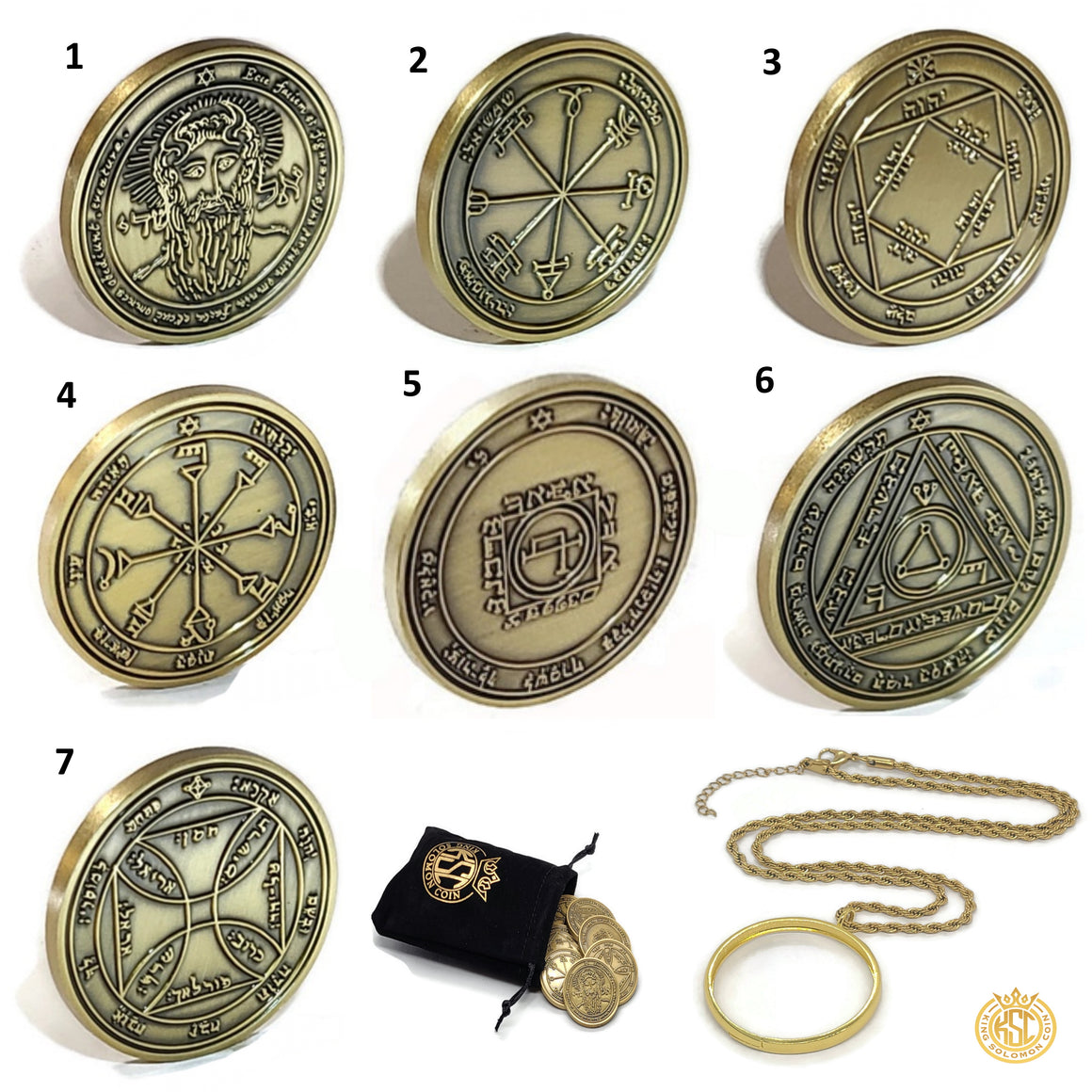 King Solomon Coin – Mystical Pentacles & Archangel Talisman Seals